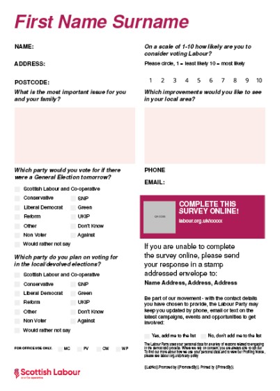 Scottish Persuasion Pathway Survey Card